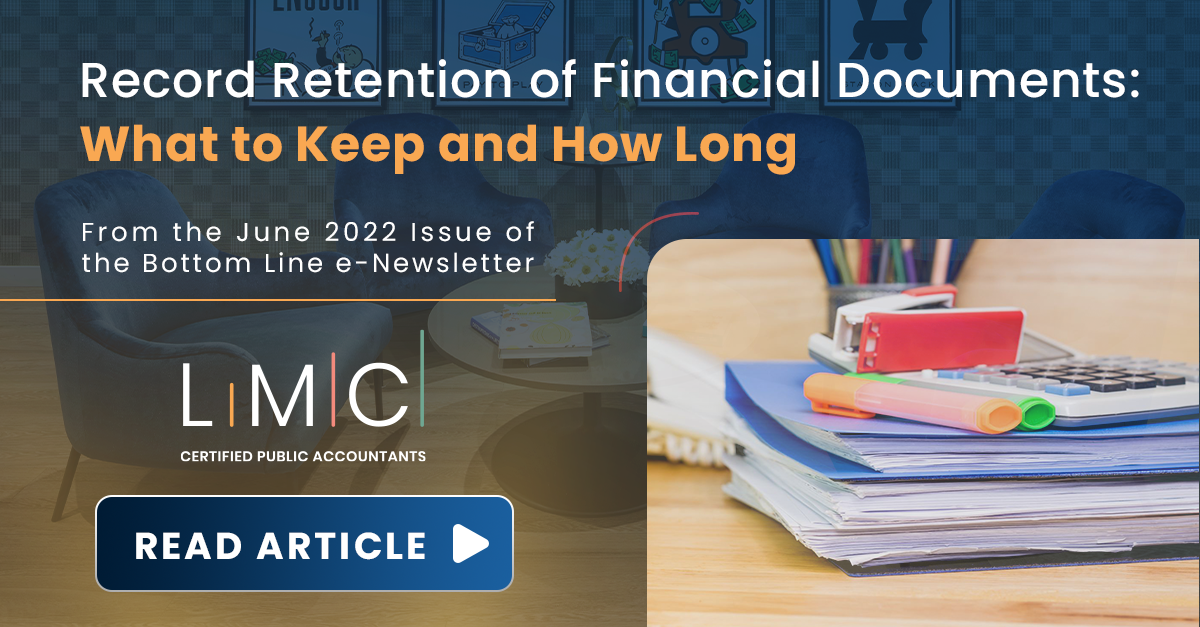 LMC - Record Retention of Financial Documents: What to Keep and How Long